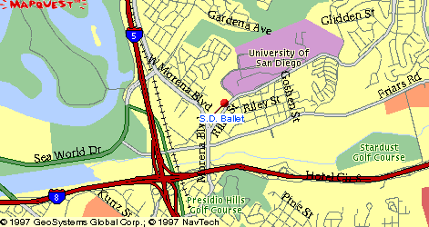 Map to San Diego Ballet